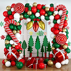 DBKL Balloons 152Pcs Garland Kit for Christmas, Red, White, Green, Gold, Candy Cane, Gift Box, Light Bulb Foil Balloons, Decorations, Party Supplies