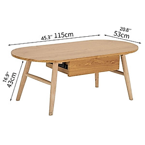 Solid Wood Coffee Table with Drawer Storage Simple Modern End Table for Living Room Bedroom Living Room Bedroom Tea Table (Color : Wood Color)