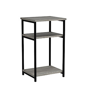 Furinno Just 3-Tier Metal Frame End Table with Storage Shelves, 2-Pack, French Oak