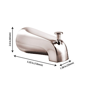 SENTO Slip On Nickel Universal Bathroom Tub Spout with Diverter, Durable Heavy Duty Metal Bathtub Faucet with Shower Diverter - 4 Inches 1/2" Copper Pipe, Satin Nickel