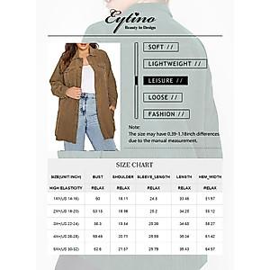 Eytino Womens Plus Size Shacket Jacket Oversize Long Sleeve Button Down Corduroy Boyfriend Shirts,4X Apricot