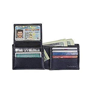 Timberland Men's Leather Passcase Security RFID Wallet, Navy Blue, One Size