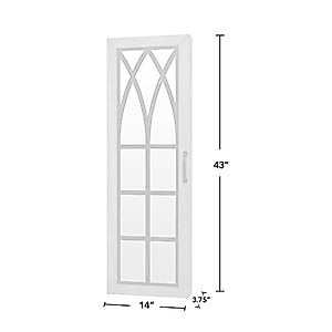FirsTime & Co. Brown Rustic Arch Jewelry Armoire, Necklace Organizer for Bedroom Storage, Full Length Mirror Wall Vanity, Wood, Farmhouse, 43 x 14 inches