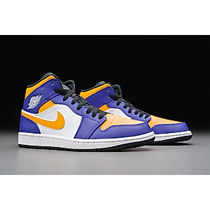 Jordan Men's Air Jordan 1 Mid, Dark Concord/Taxi-white-black, 10