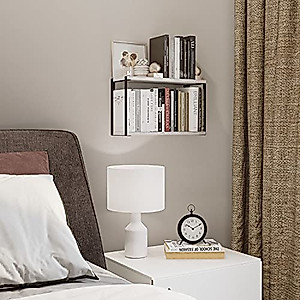 Wallniture Roca White 17"x6" Floating Shelves for Wall Decor, Bathroom Shelf Over The Toilet Storage, Wall Shelves for Bedroom Decor 2 Tier Wood Wall Shelf