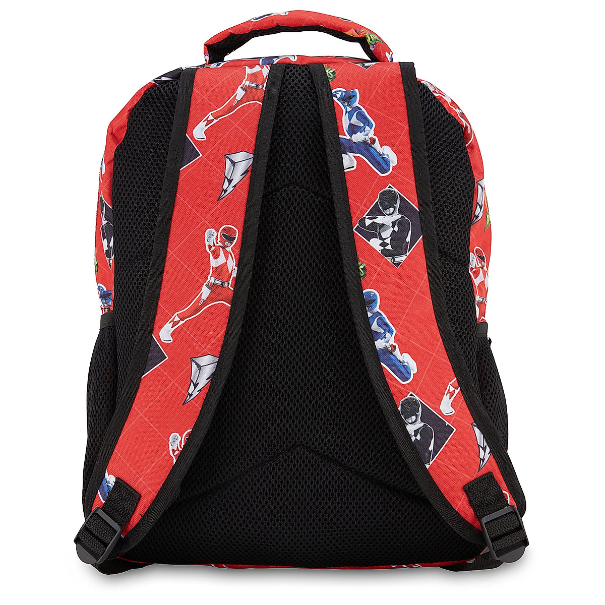 Power Rangers Classic Allover Backpack - Red, Pink, Black, Green Yellow and Green Ranger - Official Power Rangers School Bookbag (Red)