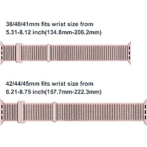 Nylon Sport Loop Bands for Apple Watch Band 38mm 40mm 41mm 42mm 44mm 45mm, Pink Sand Adjustable Stretchy Elastic Braided Strap Wristband Replacement for iWatch Series 9 8 7 6 SE 5 4 3 2 1 Women/Men