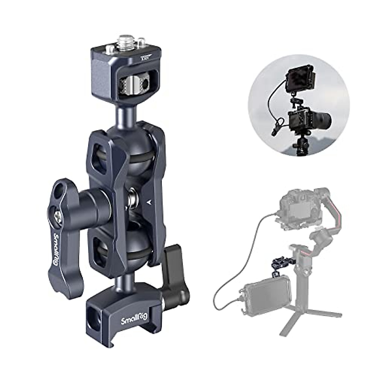 SmallRig Articulating Magic Arm with NATO Clamp and 1/4"-20 Screw (with Retractable Pins), 360 Degree Rotation, Max Load of 12 Ib Magic Arm for Field Monitor, Camera and Lights 3875
