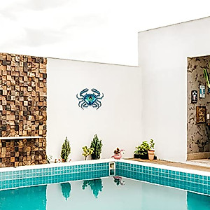 LIFFY Metal Crab Wall Art Decor Ocean Wall Hanging Coastal Wall Sculptures Beach Theme Wall Decoration for Indoor Outdoor Bathroom Bedroom Living Room Garden Pool Patio