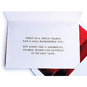 Xmas Cards Boxed/Antique Christmas Card Box Set 18 Pack Unique Merry Christmas Holiday Greeting w. Fancy, Festive Red Foil Envelopes 18 Count