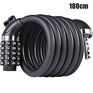AZPINGPAN Bicycle Lock丨120/180cm Lengthened Self-Winding Anti-Theft Mountain Bike Steel Cable Code Lock with Lock Frame丨outdoor Riding Accessories丨suitable for Bicycles and Motorcycles