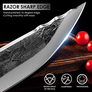 Full Tang Butcher Knife, 7.8 inch Handmade Forged Kitchen Chef Knife, High Carbon Clad Steel Butcher Cleaver,Meat Cleaver Knives Chinese Knife for Home, Kitchen (05 Model)