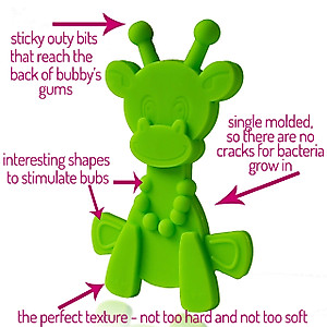 Baby Teething Toy Extraordinaire - Little Bambam Giraffe Teether Toys by Bambeado. Toy for Natural Teething Comfort and for Sore Gums - Christmas Gift for Baby Through to Infant - Lime