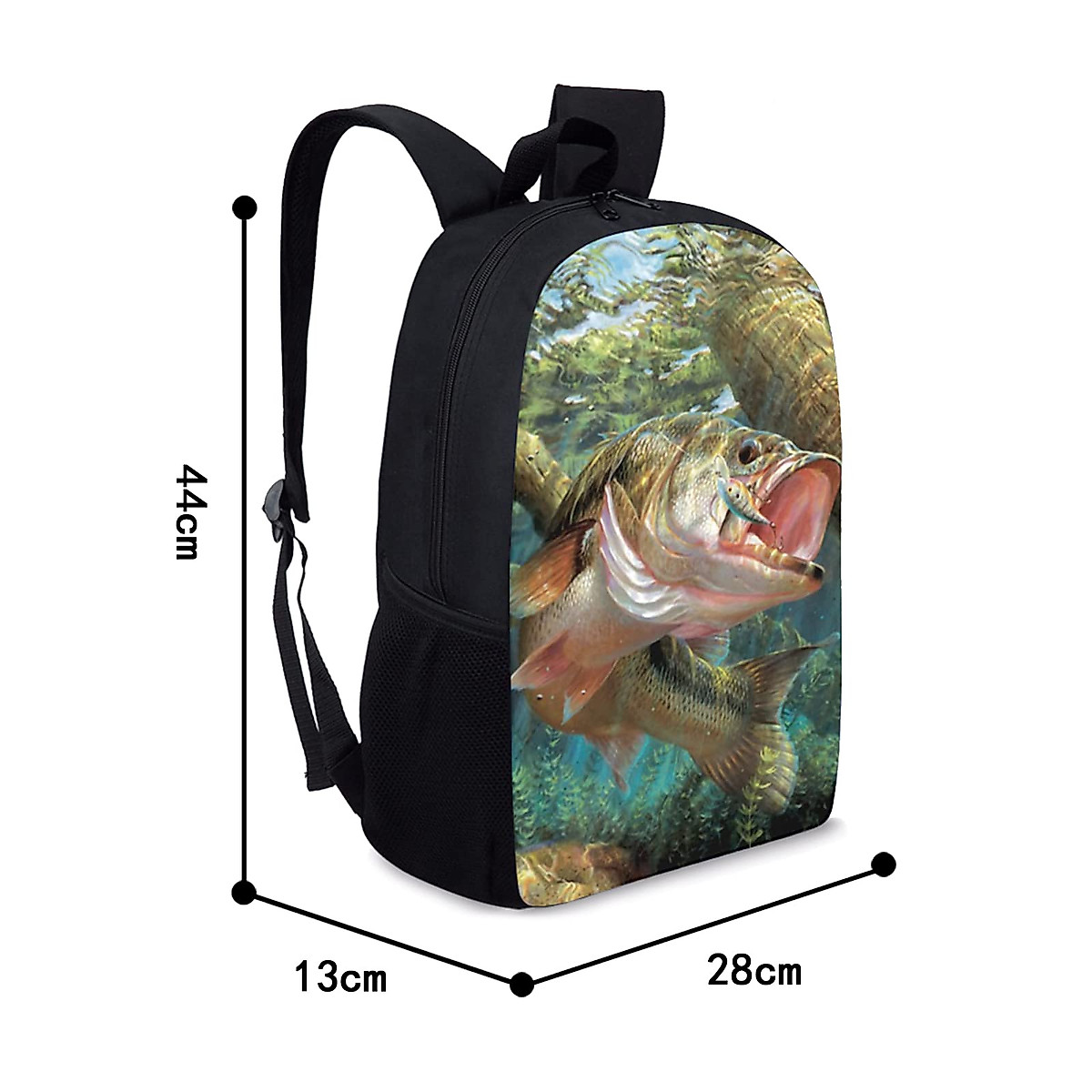 Nakgn Bass Fish Kids Backpack Print School Bookbag Durable Travel bag for Elementary Students Teens Girls Boys One_Size