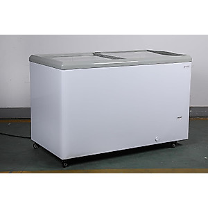 Generic 16 Cu.Ft Commercial Chest Freezer with LED Light,Temp Rang -8°F and 0°F,Glass Top Display Chest Freezer with 6 Removable Wire Baskets,Sliding Lids, Lock,Caster Wheels, FDF16CF-ST