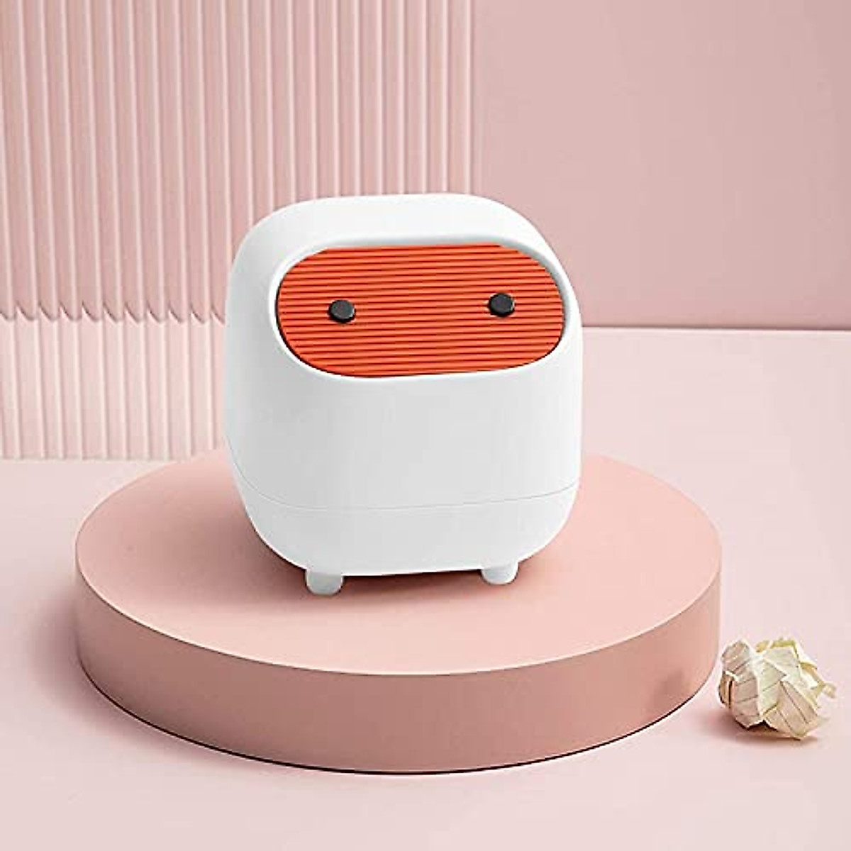 Yuzita Mini Trash Can with Lid Desk Small Plastic Trash Can Countertop Push Trash Can for Bathroom Dresser, Desk, Office or Coffee Table, Green, with 100 Trash Bags (White)