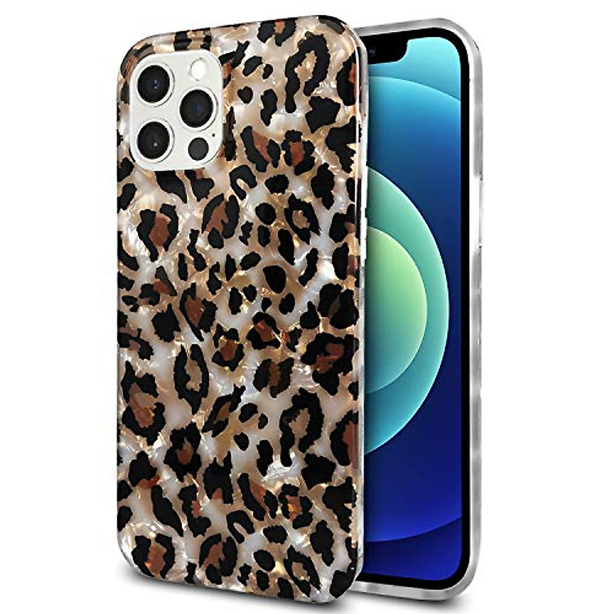 J.west Leopard Case Compatible with 12 Pro Max, Luxury Sparkle Cheetah Print Design Soft Silicone Phone Case Cover Girl Women with TPU Bumper for iPhone 12 Pro Max Case 6.7 Inch (Bling)