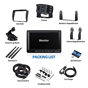 ZEROXCLUB HD Digital Wireless Backup Camera for RV/Truck/Trailer/Van/Bus, 7 Inch HD 1080p LCD Monitor and IP69 Waterproof Rear Camera System,HDCVI Signal,Night Vision,Record(SW01-black)