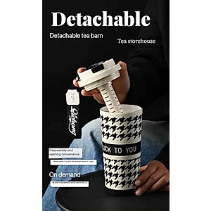 Coffee mug, Coffee Travel Mug +gift box,18 OZ stainless steel+ceramic tumbler, portable travel mug, Double drinking mouth, straight Drink +Straw, best wedding, anniversary, birthday gift