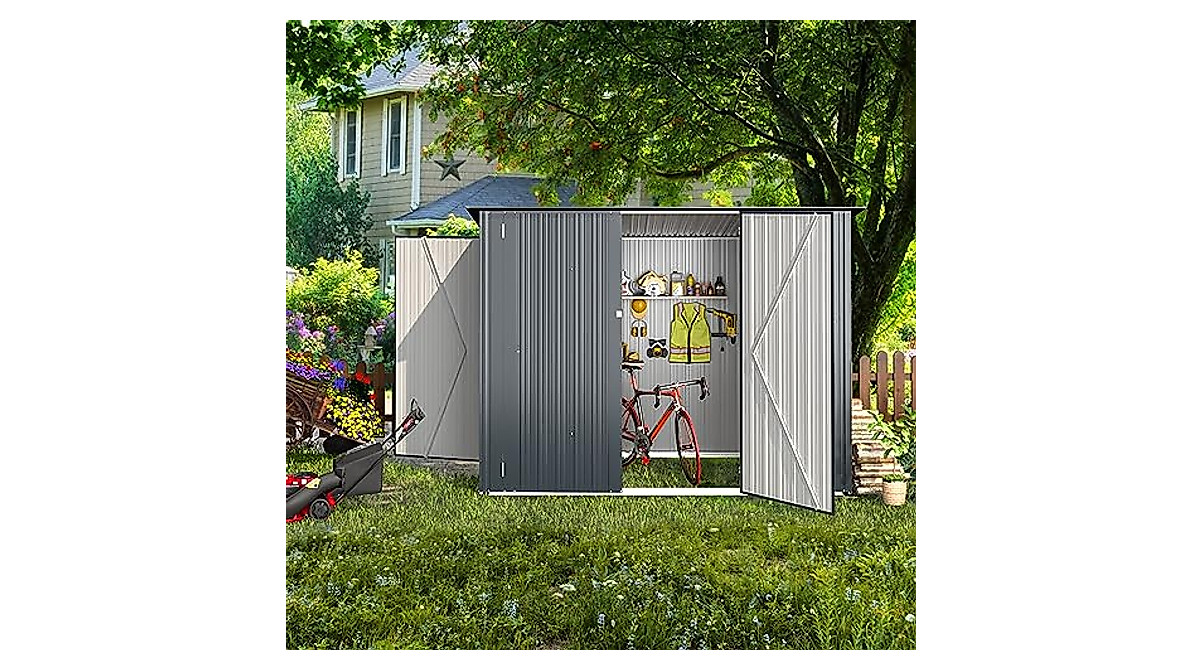 AECOJOY 4x7.5 Ft Storage Shed for Bikes & Outdoors