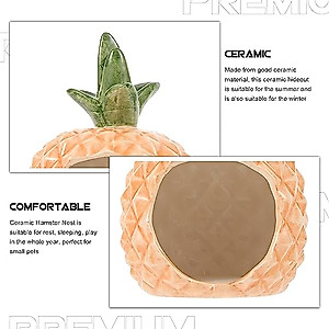 POPETPOP Ceramic Hamster Hideout - Lovely Pineapple Chinchilla Cooling Gerbil House Hamster Bed Room Cage Accessories for Guinea Pig Gerbil Ferret Hamster House