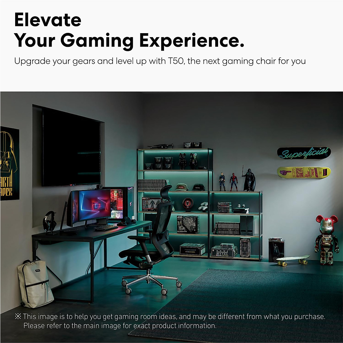 SIDIZ T50 Ergonomic Home Office Chair : High Performance, Adjustable Headrest, 2-Way Lumbar Support, 3-Way Armrest, Forward Tilt, Adjustable Seat Depth, Ventilated Mesh Back, Cushion Seat (Gray)