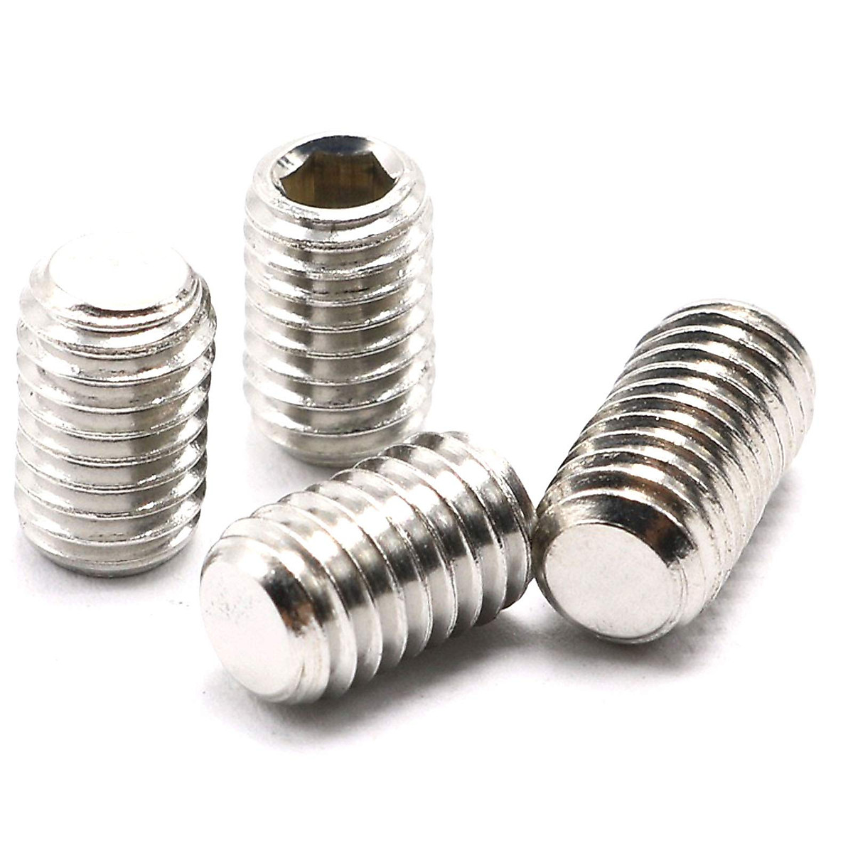 30 Pcs M6x16mm Metric 304 Stainless Steel Hex Socket Set Flat Point Grub Screws Silver Tone for Towel Rack Door Knob （M6x16mm）