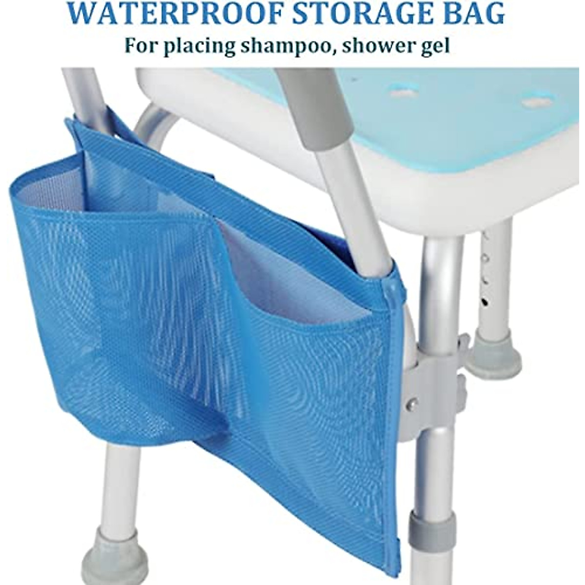 BlessReach Easily Assembled Portable Shower Chair Seat, Adjustable Shower Bench, Shower Lift Chair with Arms. (Blue)…