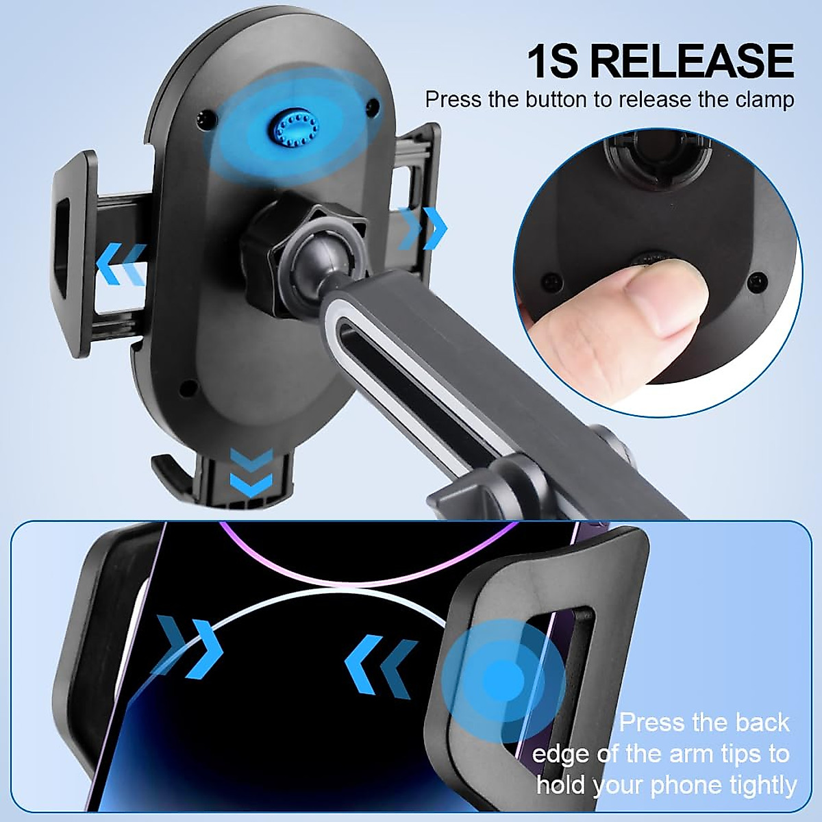 Geekstop Car Suction Cup Cell Phone Mount, Universal Car Phone Mount, Secure Cell Holder for Car, Adjustable Car Phone Holder Windshield/Dashboard Mount Fit for iPhone Samsung Android Smartphone