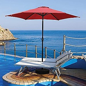 HYD-Parts 9FT Patio Umbrella Outdoor Table Umbrella,Market Umbrella with Push Button Tilt and Crank for Garden, Lawn, Deck, Backyard & Pool (Red)
