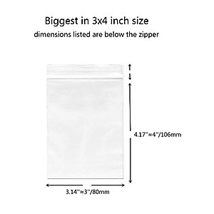 3''x 4'', (Pack of 200) Small Clear Poly Zipper Bags Reclosable Zipper lock Storage Plastic Bags for Jewelry, Gift Card, Halloween Candy