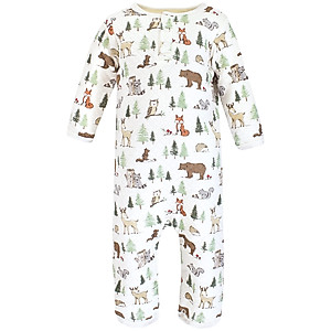 Hudson Baby Unisex Baby Premium Quilted Coveralls, Forest Animals, 18-24 Months