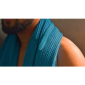 WHITEWRAP Waffle Towels | Premium Cotton Bath Towel | Ultra Absorbent Soft Lint Free Quick Dry Lightweight Bath Sheet | Sea Port| 28x55 inch