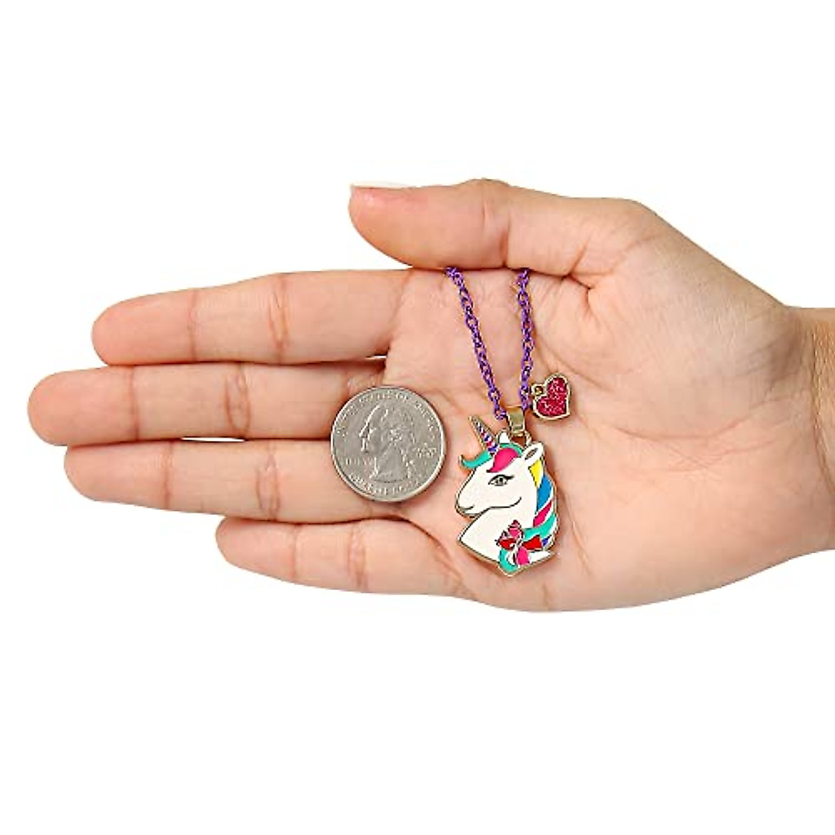 Jojo Siwa Unicorn with Heart Charm Pendant Necklace, 16"+3", Multi, Medium (NH00674YL-16)