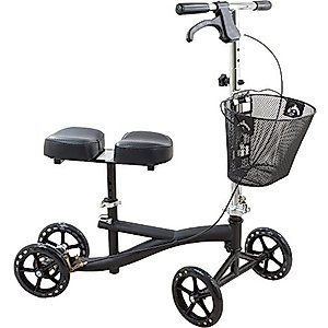 Roscoe Medical Knee Scooter for Adults for Foot Surgery, Foldable & Adjustable Knee Walker for Broken Foot & Leg Injuries, Crutch Alternative, Knee Rover, Dual Pad, (Up to 350lbs, 8' Wheels), Black