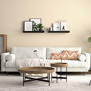 Boswillon Floating Shelves Wall Mounted Set of 2, Modern Black Wall Shelves for Storage with Lip, Display Picture Ledge Shelf for Wall Decor Bedroom Living Room Bathroom Kitchen