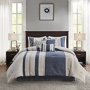 Madison Park Polyester 7 Piece Comforter Set with Solid Microsuede MP10-6851
