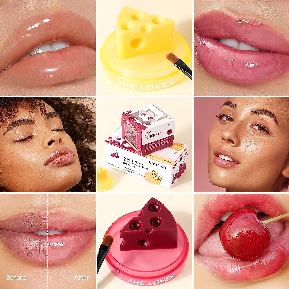 2PCS Cheese Design Cute Makeup PH Lip Balm&Lip mask, Color Changing Lipstick, Light Pink Lipstick, Magic Lipstick with Lip Brush, Pink Lip Balm Lip Gloss for Girls Pink Lips(#2)