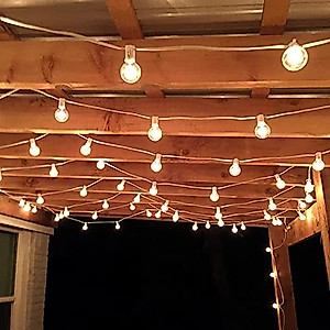 Pallerina 25FT G40 Outdoor String Lights with 27 Globe Clear Bulbs(2 Spare) Patio String Lights Outdoor Waterproof for Party Wedding Garden Commercial Decoration, 5 Watt Bulbs E12 Base- White Wire