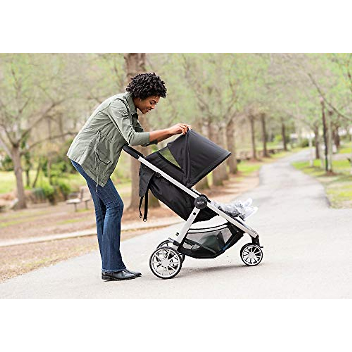 BRITAX B-Lively Travel System with B-Safe 35 Infant Car Seat | One Hand Fold, XL Storage, Ventilated Canopy, Easy to Maneuver, Raven (S05588500)