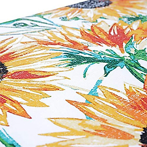 Pillow Perfect Bright Floral Indoor/Outdoor Chair Seat Cushion, Tufted, Weather, and Fade Resistant, 19" x 19", Yellow/Green Sunflowers, 2 Count