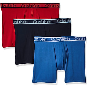 Calvin Klein Men's Bamboo Comfort Multipack Boxer Brief, Shoreline, Scooter, Bright Cobalt, S