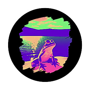 Cool Funny Frog Wearing Sunglasses Chilling Beach Frogs PopSockets Swappable PopGrip