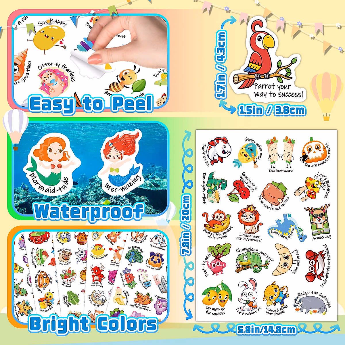 800 PCS Punny Reward Stickers for Kids in 160 Designs, Funny Teacher Stickers for Students Motivational Incentives Stickers for School Classroom Supplies, Cute Animal Rewards Stickers Punny Lables