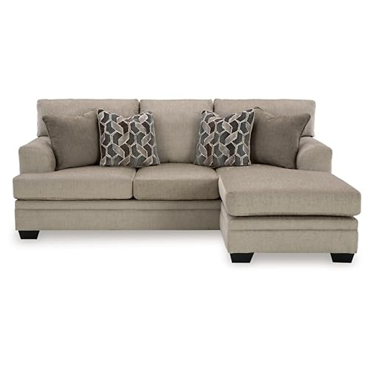 Signature Design by Ashley Stonemeade Casual Right-Arm Facing Sofa Chaise with 4 Toss Pillows, Light Brown