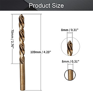 Utoolmart 1pcs 8mm Twist Drill with Titanium Coated High Speed Steel Bit HSS CO for Steel,Copper,Aluminum Alloy