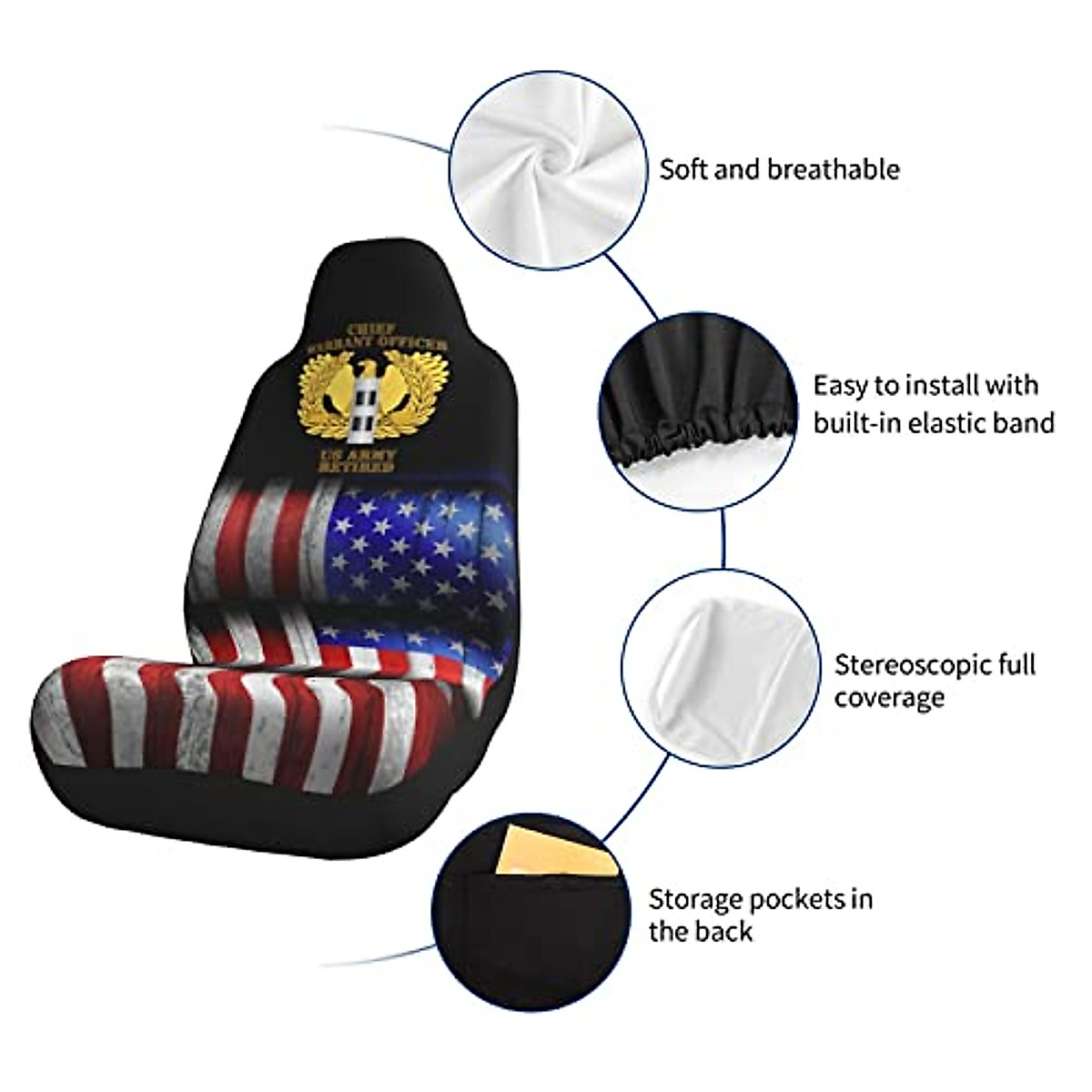 OSUKI Army Retired Chief Warrant Officer Emblem Cw2 Car Seat Covers, Universal Fit for Auto Truck Van SUV, Easy Install