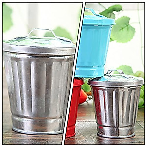 jojofuny 3 pcs Tabletop Table Covered Simple Pen Wastebasket Bin Stationery Rustic Top Fun Desktop Recycler or Rubbish Pencils Galvanized Wastepaper Organizer Cute Brushed X Container