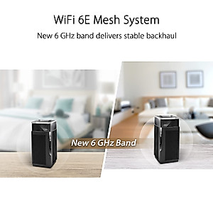 Asus ET12 AXE11000 Whole-Home Tri-Band Mesh WiFi 6E System Coverage up to 610 Sq. Mtr/6,000 Sq. ft.,11Gbps WiFi, 3 SSIDs, Free Security & Parental Controls, Dual 2.5G Ports LAN Aggregation 2 Pack