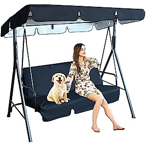 BTURYT Swing Canopy Replacement Cover & Swing Cushion Cover,Outdoor Patio Swing Seat Cover Replacement,Waterproof 2/3 Seater Swing Top Cover and Chair Cover-(top Cover + Chair Cover)
